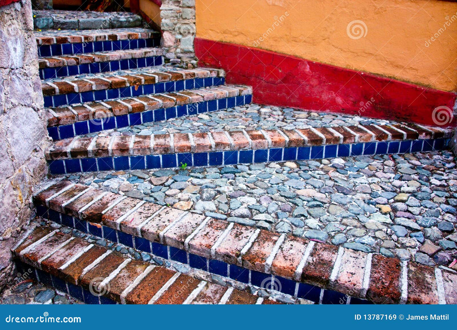 Colorful Brick and Stone Stairs Stock Image - Image of colorful ...
