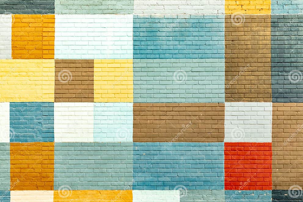 Colorful Brick Wall in Different Colors in Geometric Pattern Stock ...