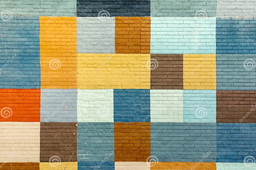 Colorful Brick Wall in Different Colors in Geometric Pattern Stock ...