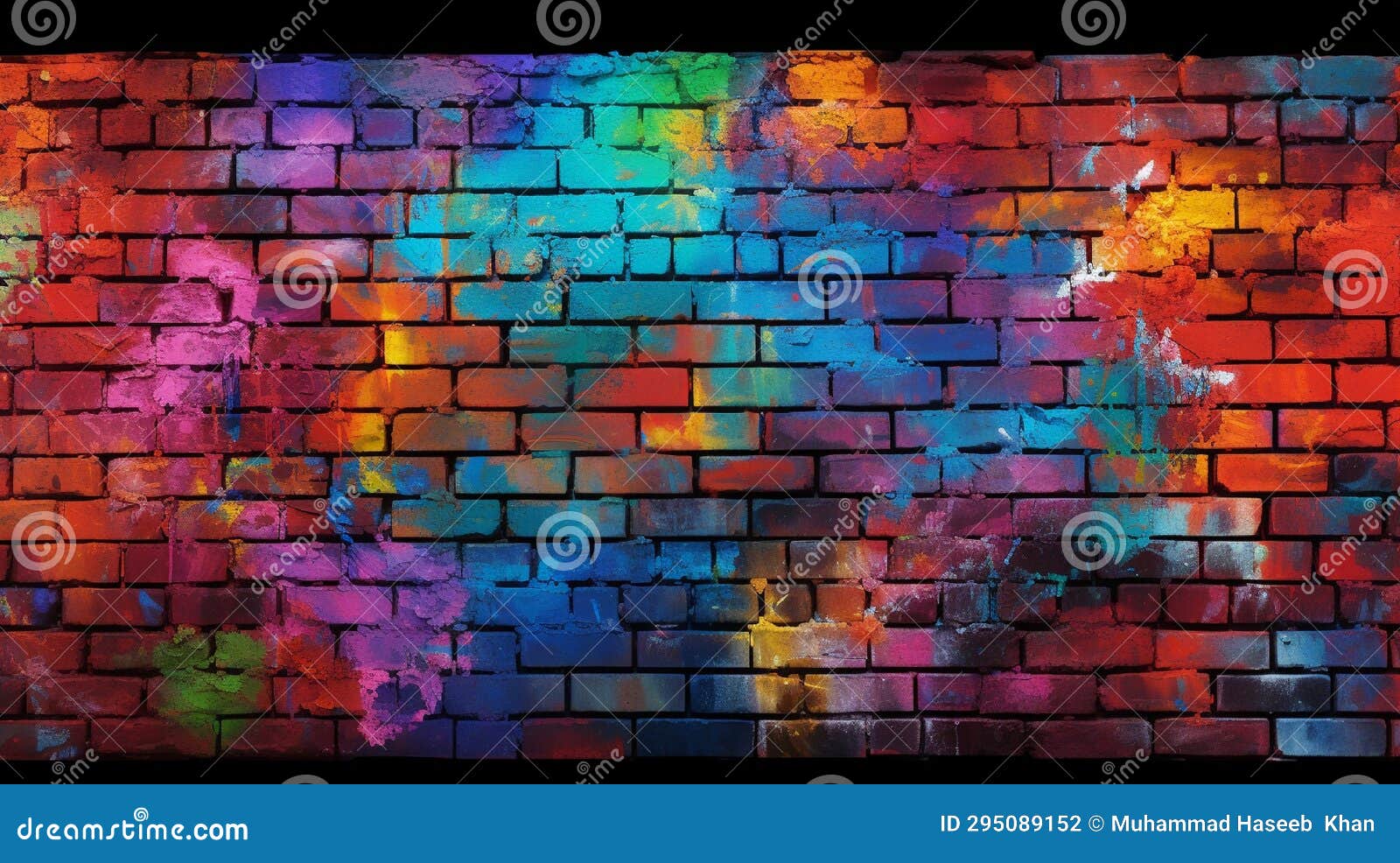 Colorful Brick Wall Graffiti Stock Illustration - Illustration of ...