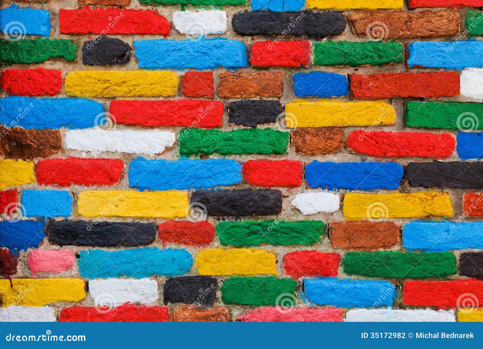 Colorful Brick Wall. Unique Background Stock Photo - Image of facade ...