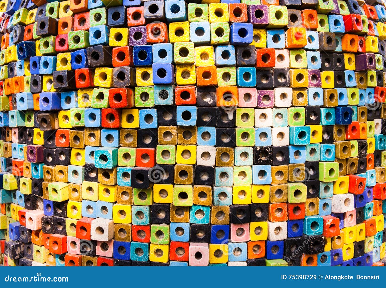 Colorful Bricks Decorate on the Wall. Stock Image - Image of bright ...