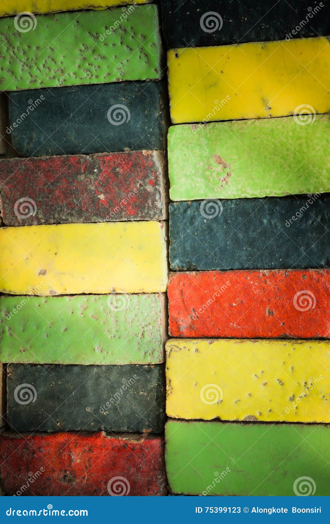Colorful Bricks Decorate on the Wall. Stock Image - Image of decor ...