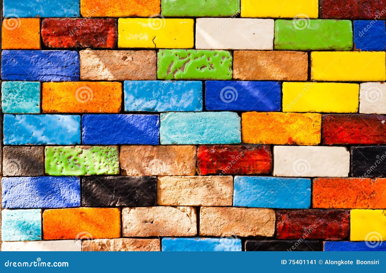 Colorful Bricks Decorate on the Wall. Stock Image - Image of creative ...
