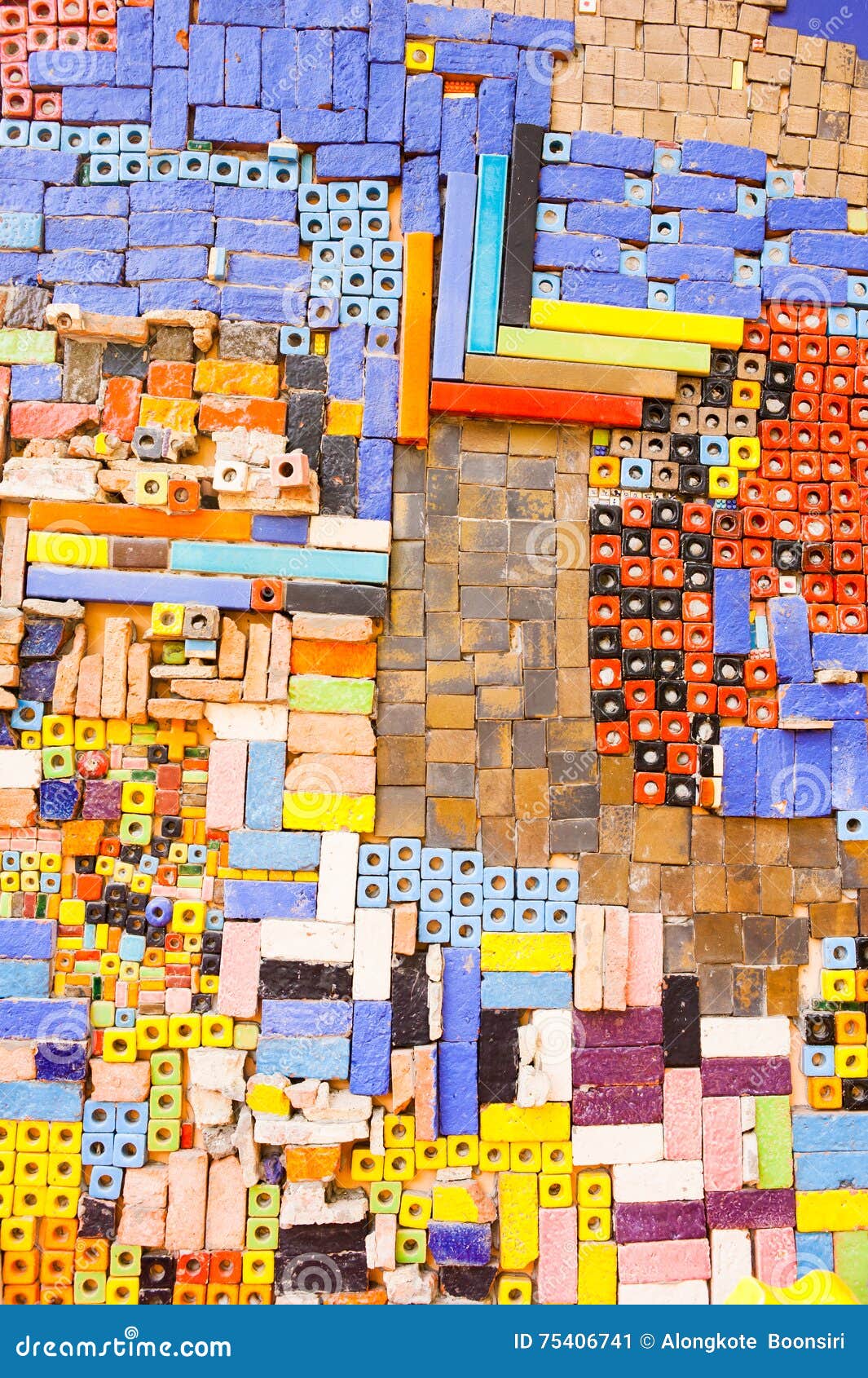 Colorful Bricks Decorate on the Wall. Stock Image - Image of arrange ...