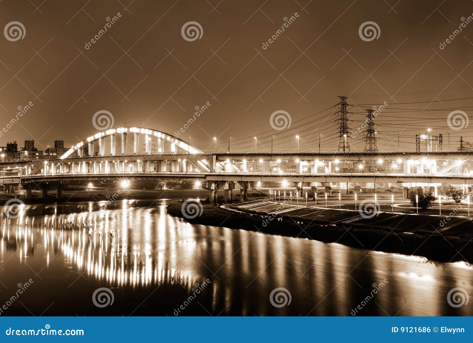 Colorful bridge stock photo. Image of landscape, night - 9121686