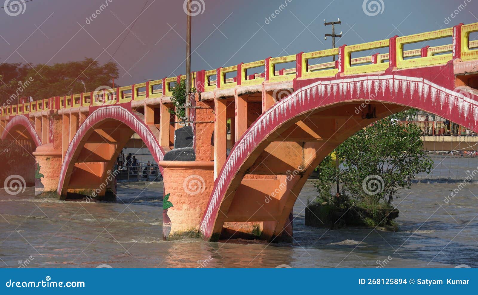 Colorful Bridge Image Made on River Stock Photo - Image of city, green ...