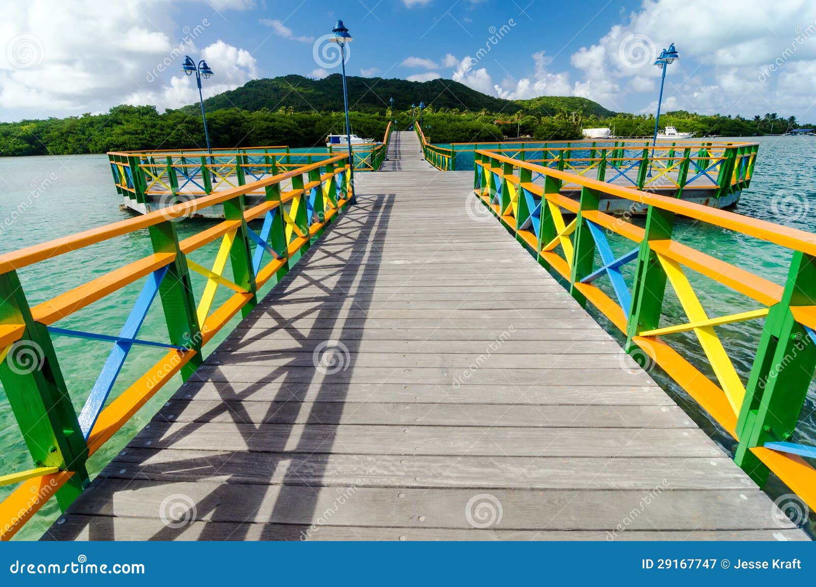 Colorful Old Bridge In The Jungle Background Stock Photo ...