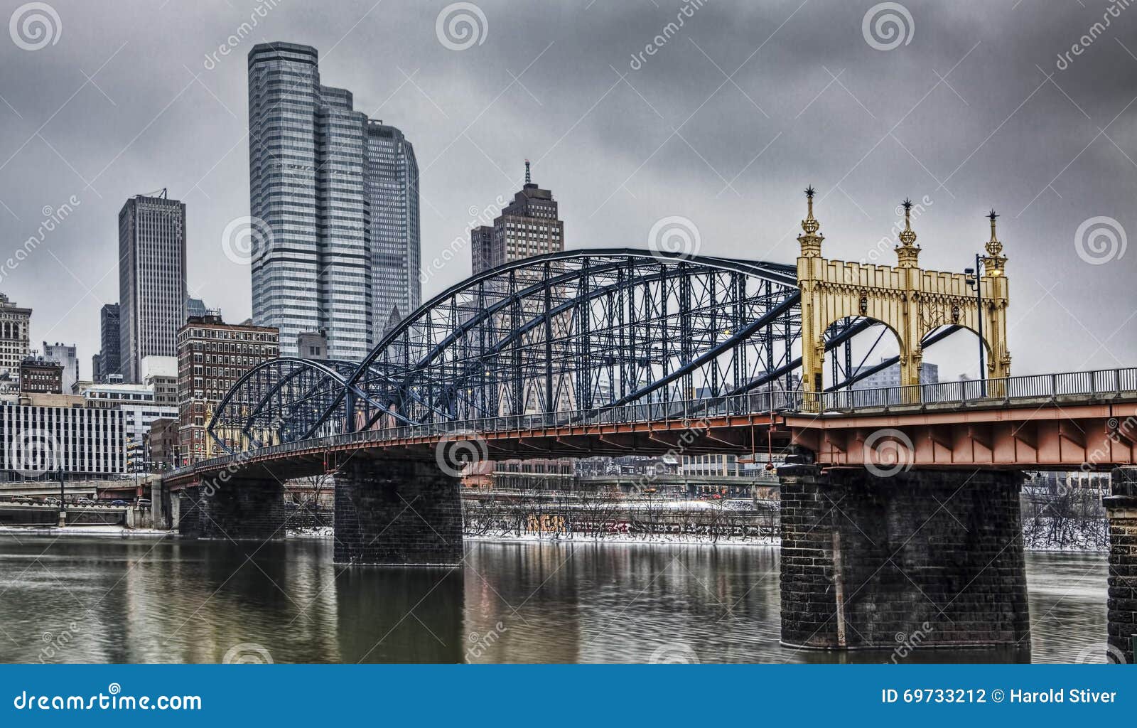 Colorful Bridge with Pittsburgh Skyline Stock Photo - Image of ...