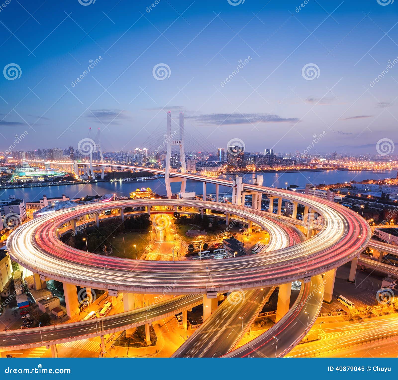 Colorful Bridge in Shanghai Nanpu Stock Image - Image of chinese ...