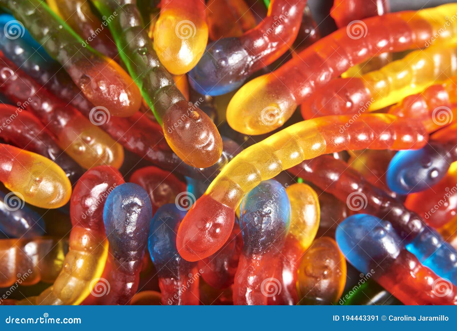 Colorful and Bright Assorted Gummy Worms, Close-up Stock Image - Image ...