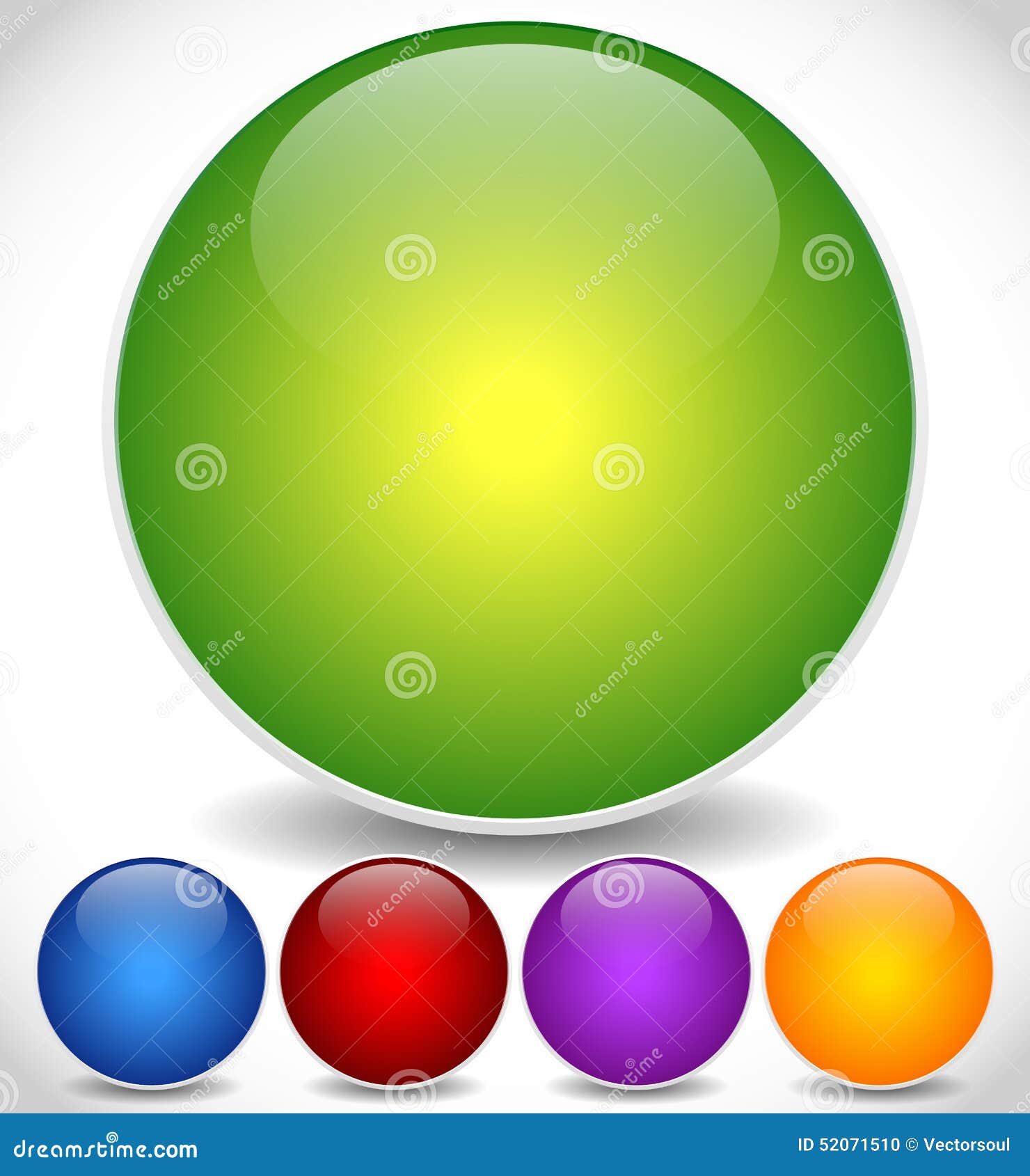 Colorful, Bright Circle Icons with Empty Space and Glossy Effect Stock ...