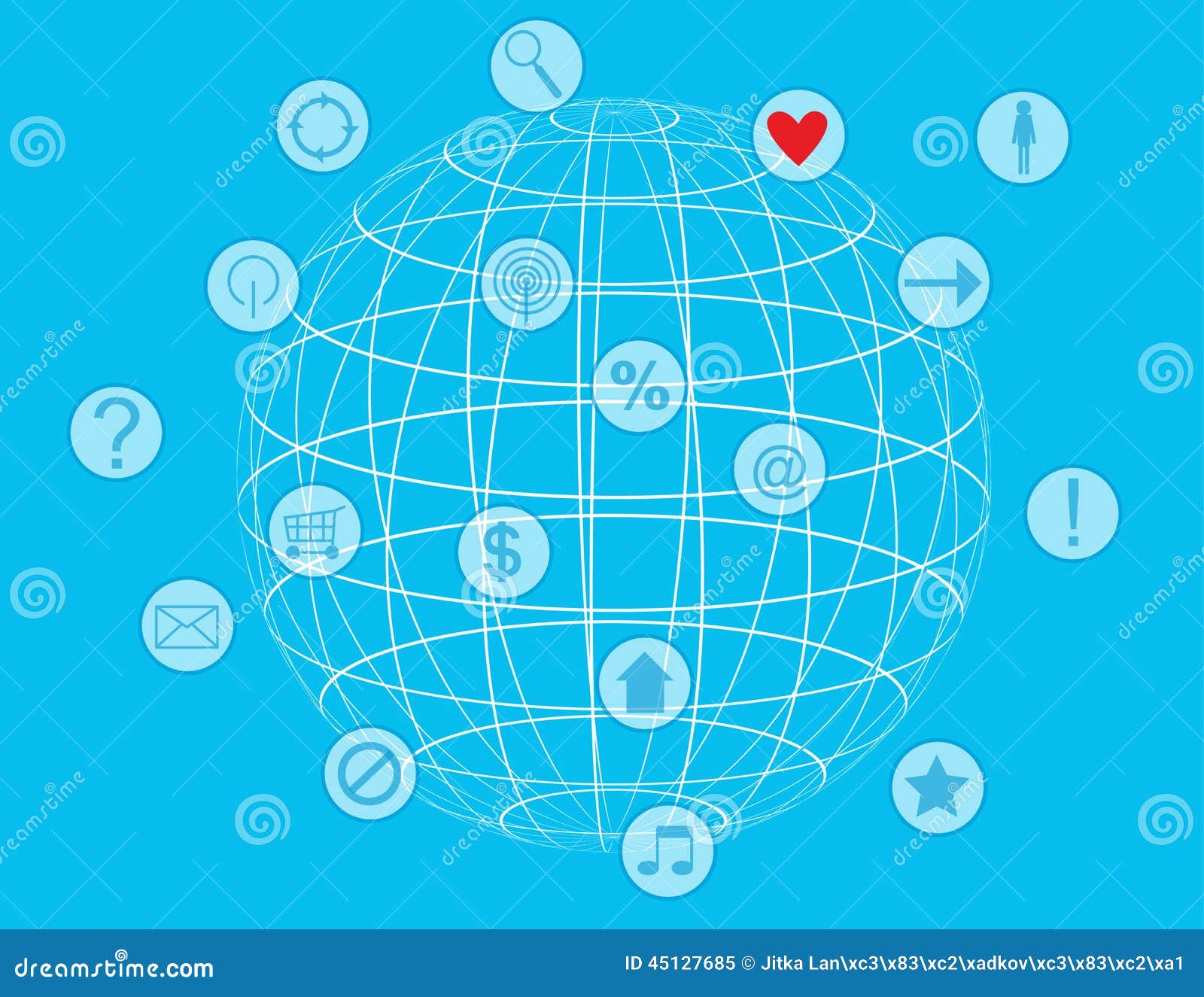 Colorful Bright Globe Icon with Symbols Stock Illustration ...