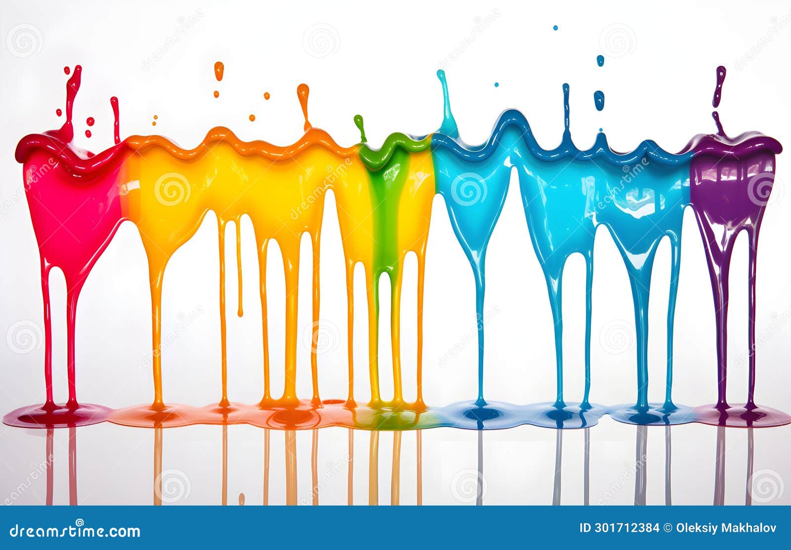 Colorful Bright Paint Splash and Drip on Light Background for Card ...