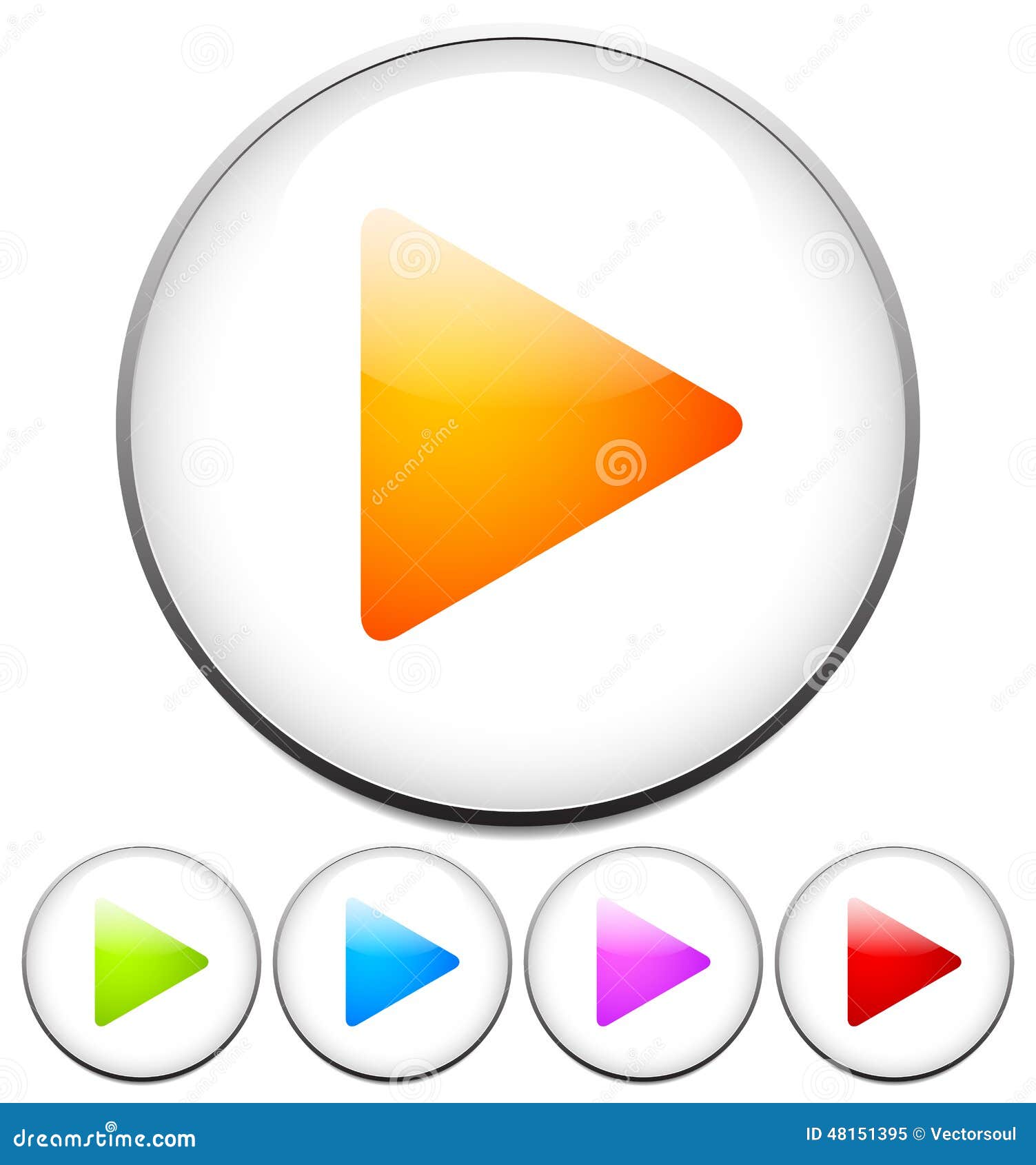 Colorful, Bright Play Buttons. Stock Vector - Illustration of eps10 ...