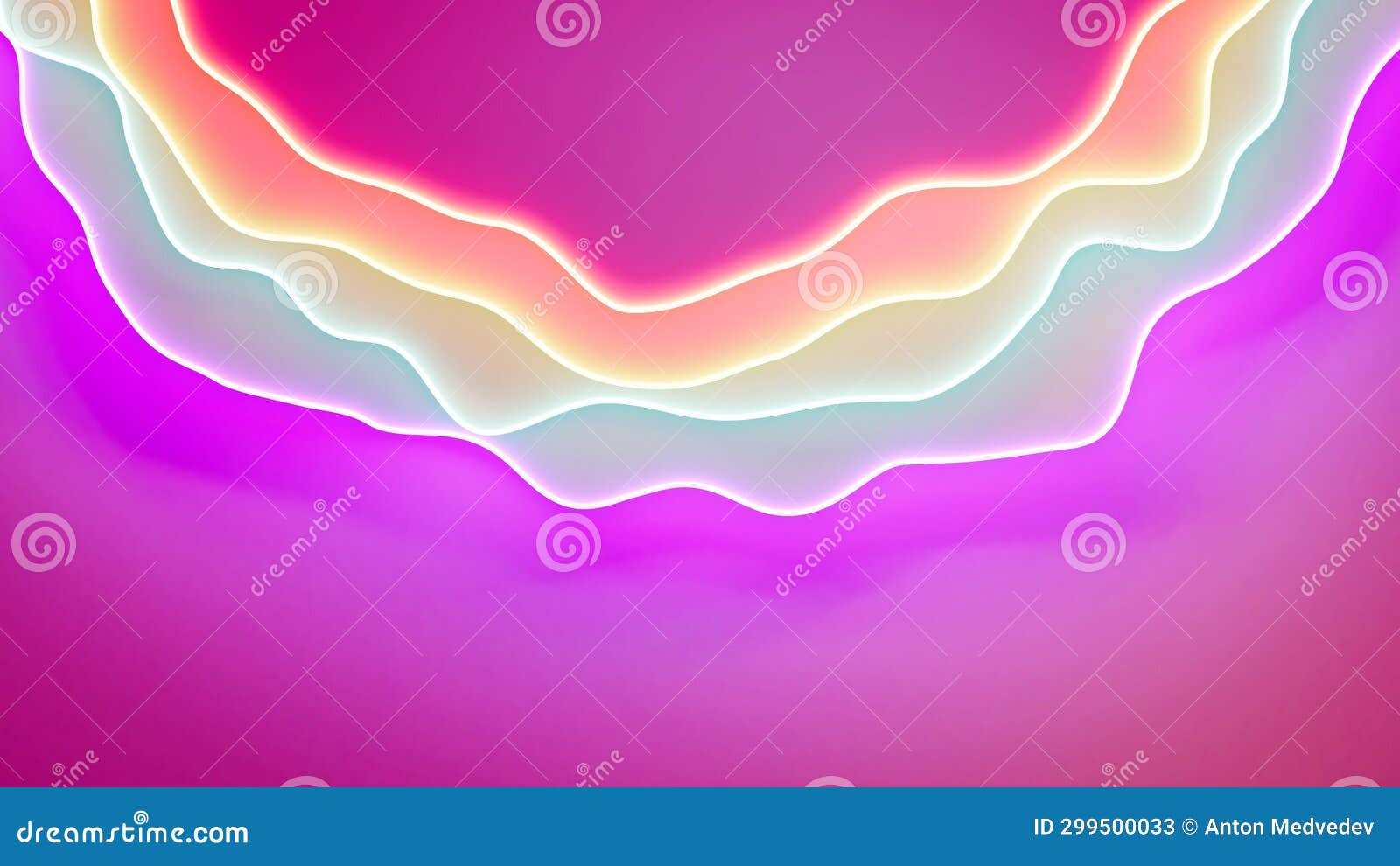 Colorful Bright Rainbow Agleam Soft Shapes on Purple Bg - Abstract 3D Rendering Stock ...