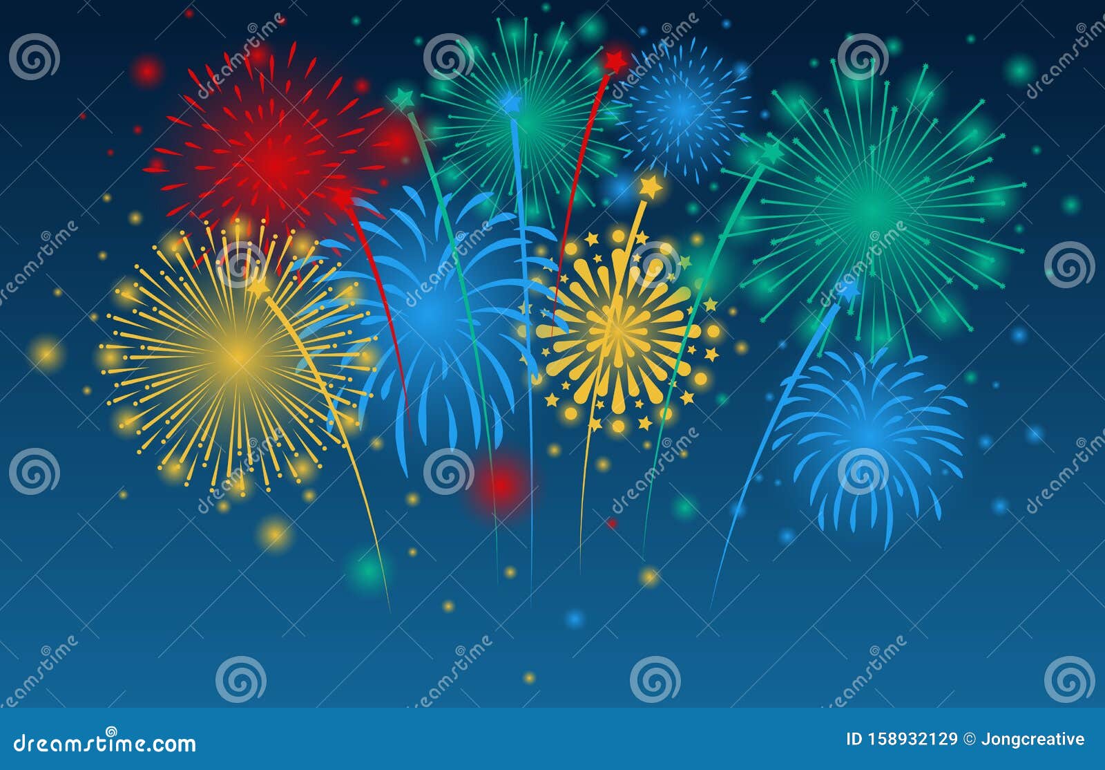 Colorful Brightly Beautiful Fireworks Abstract Background Vector ...