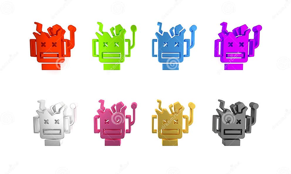 Colorful Broken Robot Icon Isolated on White Background. Artificial ...