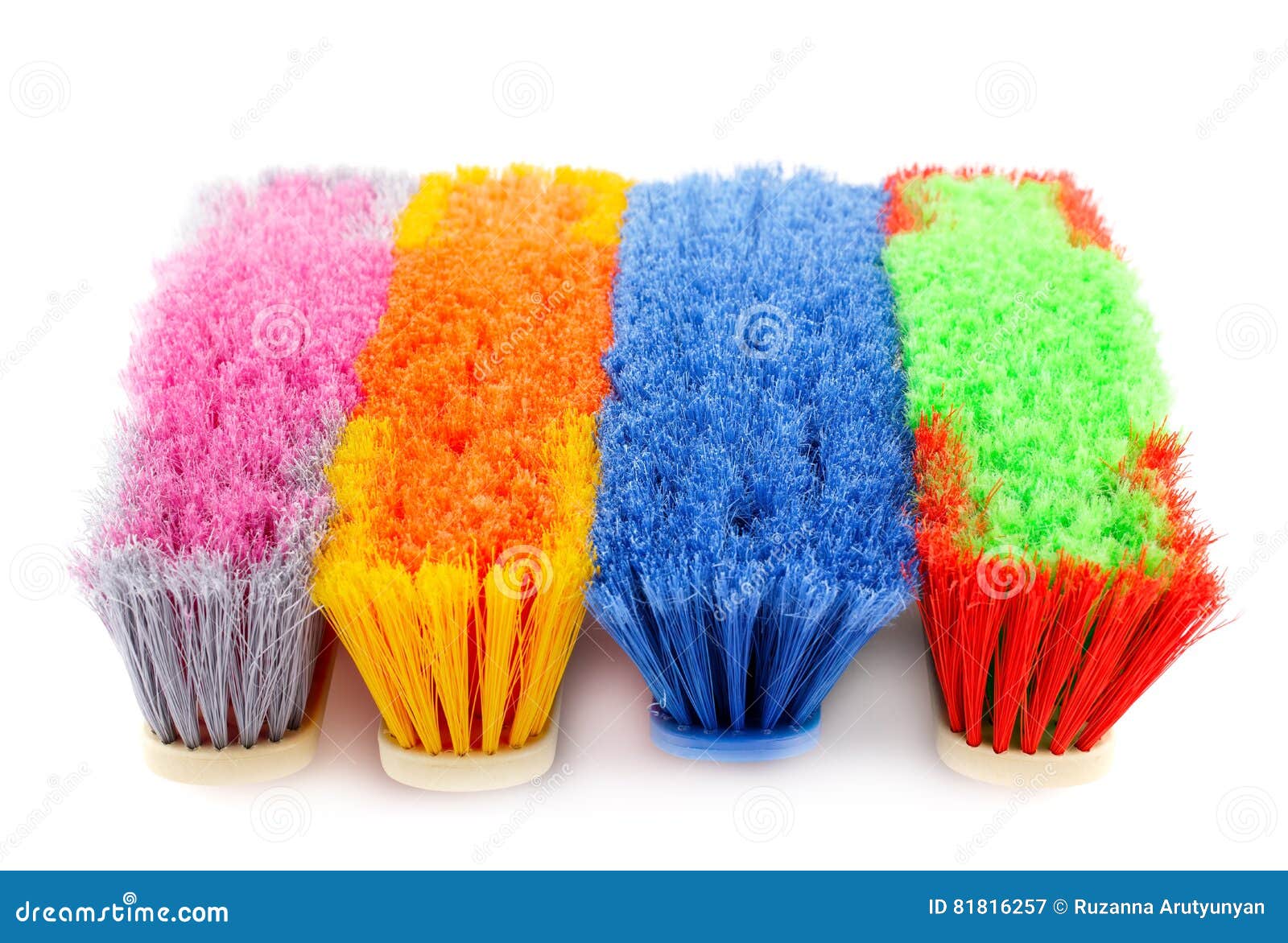 Colorful brooms stock image. Image of pink, dirt, orange - 81816257