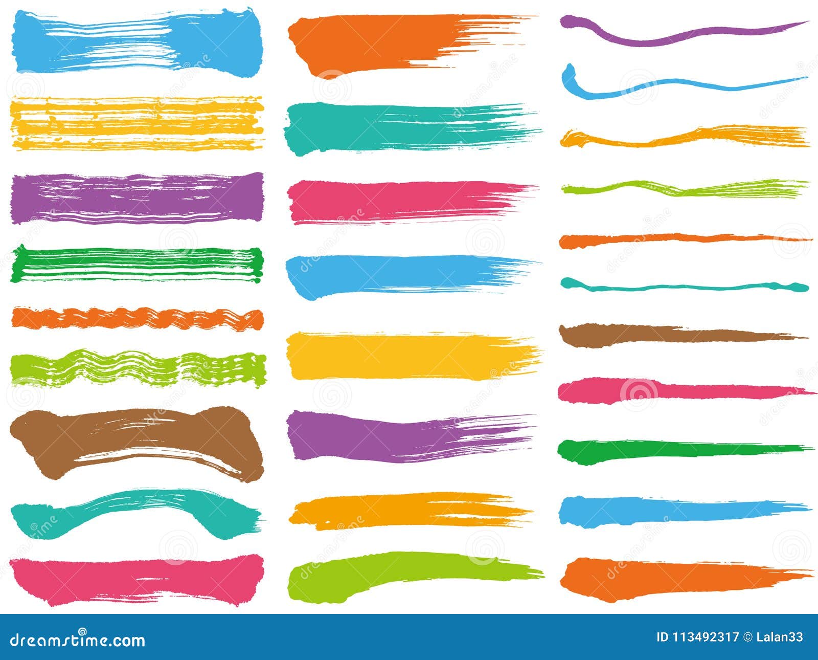 Set of Colorful Brush Stroke Illustrations. Stock Vector - Illustration ...