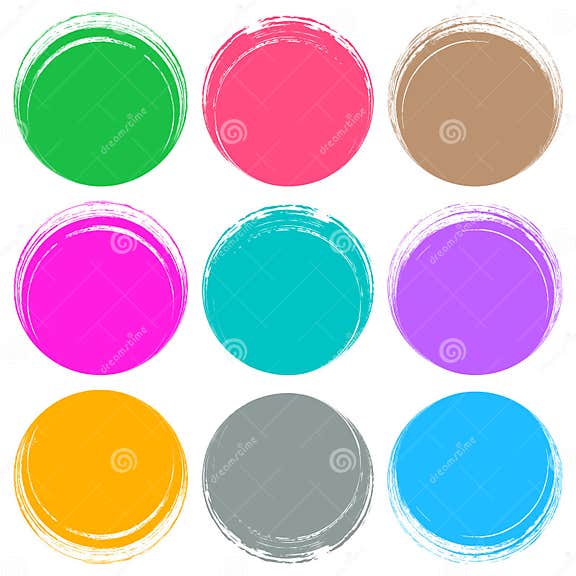 Colorful Brush Strokes Circle Buttons Stock Vector - Illustration of ...