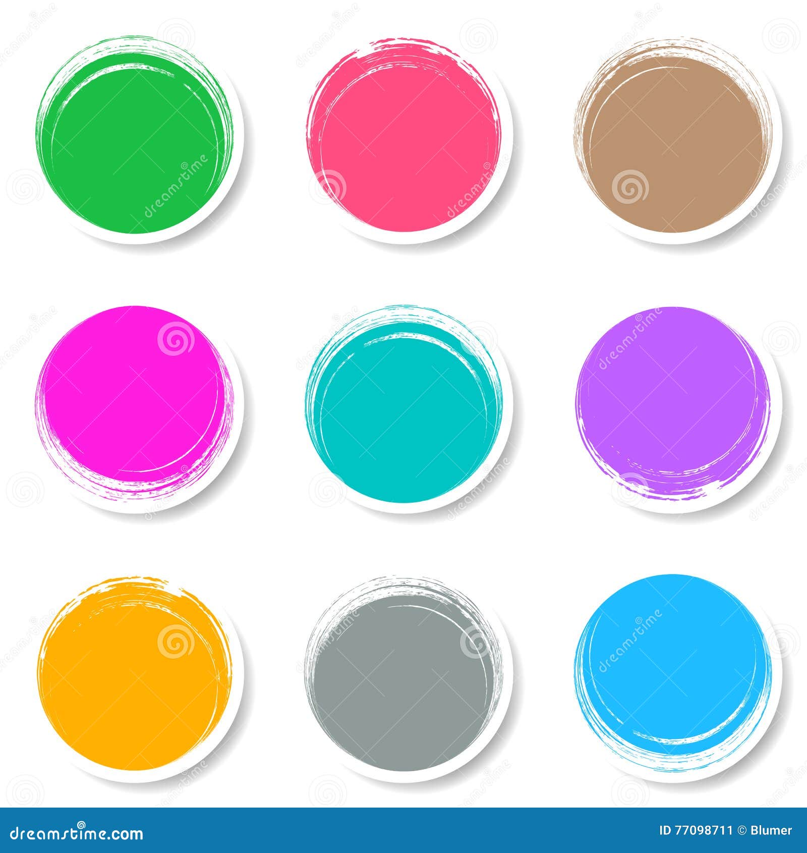 Colorful Brush Strokes Circle Buttons Stock Vector - Illustration of ...