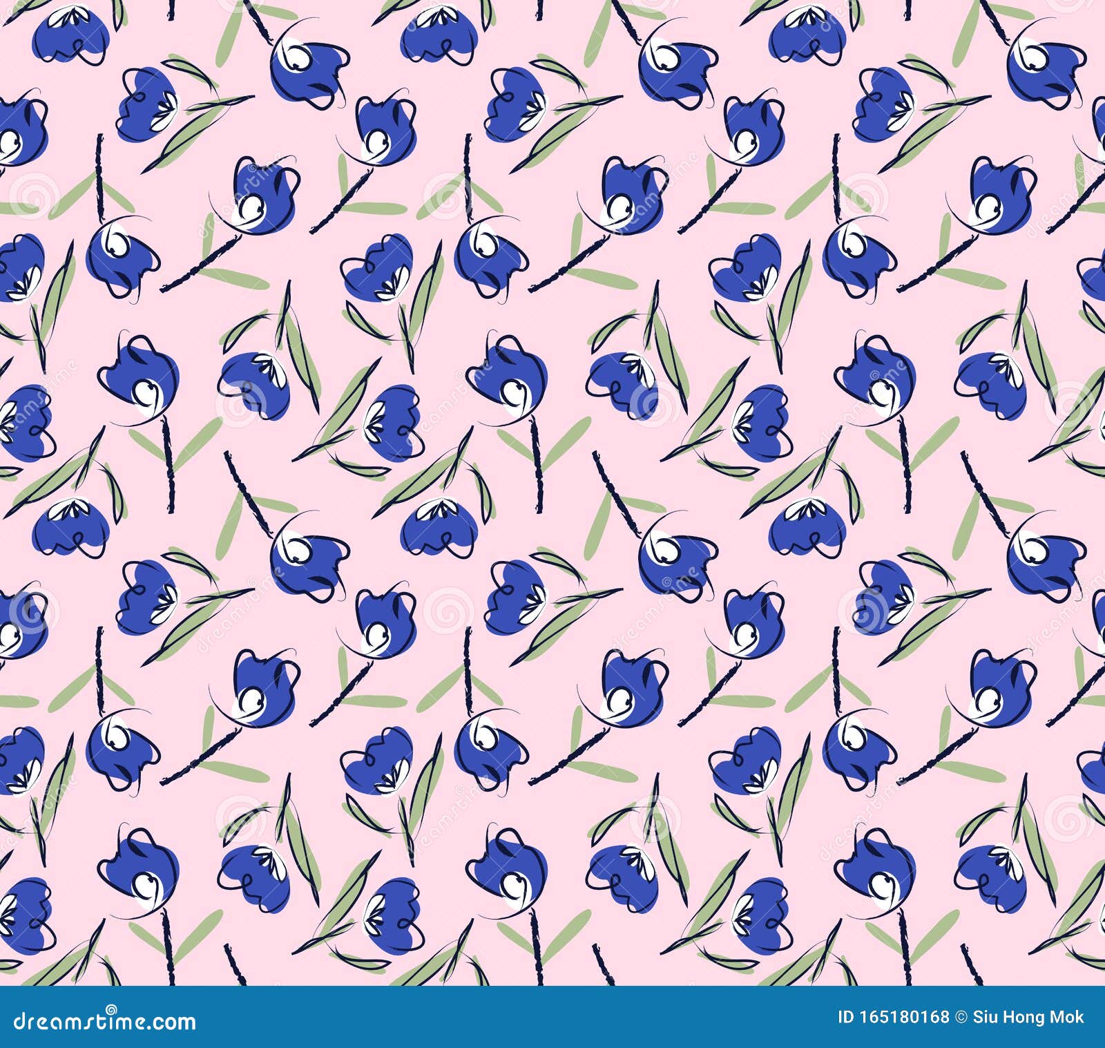 Colorful Brush Strokes Seamless Floral Seamless Pattern Stock Vector ...