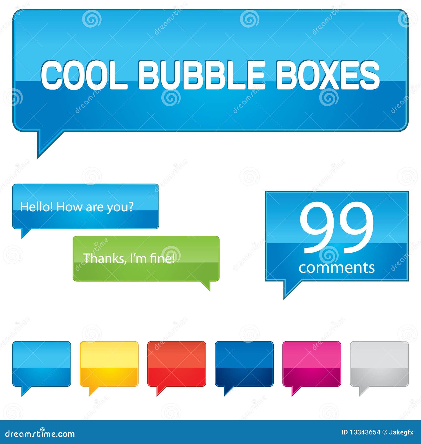 Colorful bubble boxes stock vector. Illustration of chat - 13343654