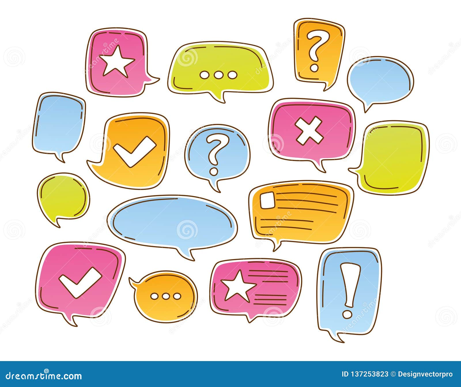 Colorful Bubble Speech Set. Dialogue Templates with Different Colors ...