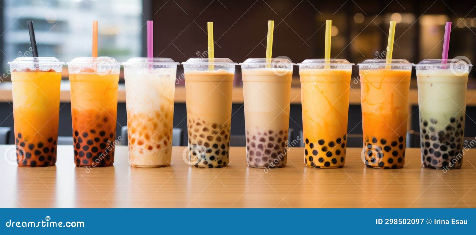 Colorful bubble tea drinks stock image. Image of drink - 298502097