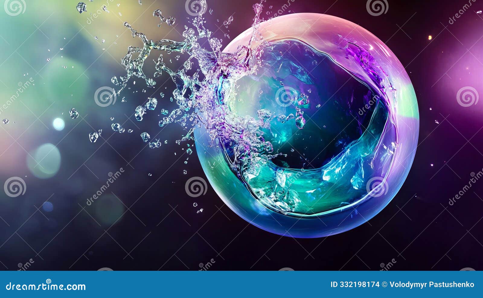 A Colorful Bubble with Water Splashing Out of it Stock Photo - Image of ...