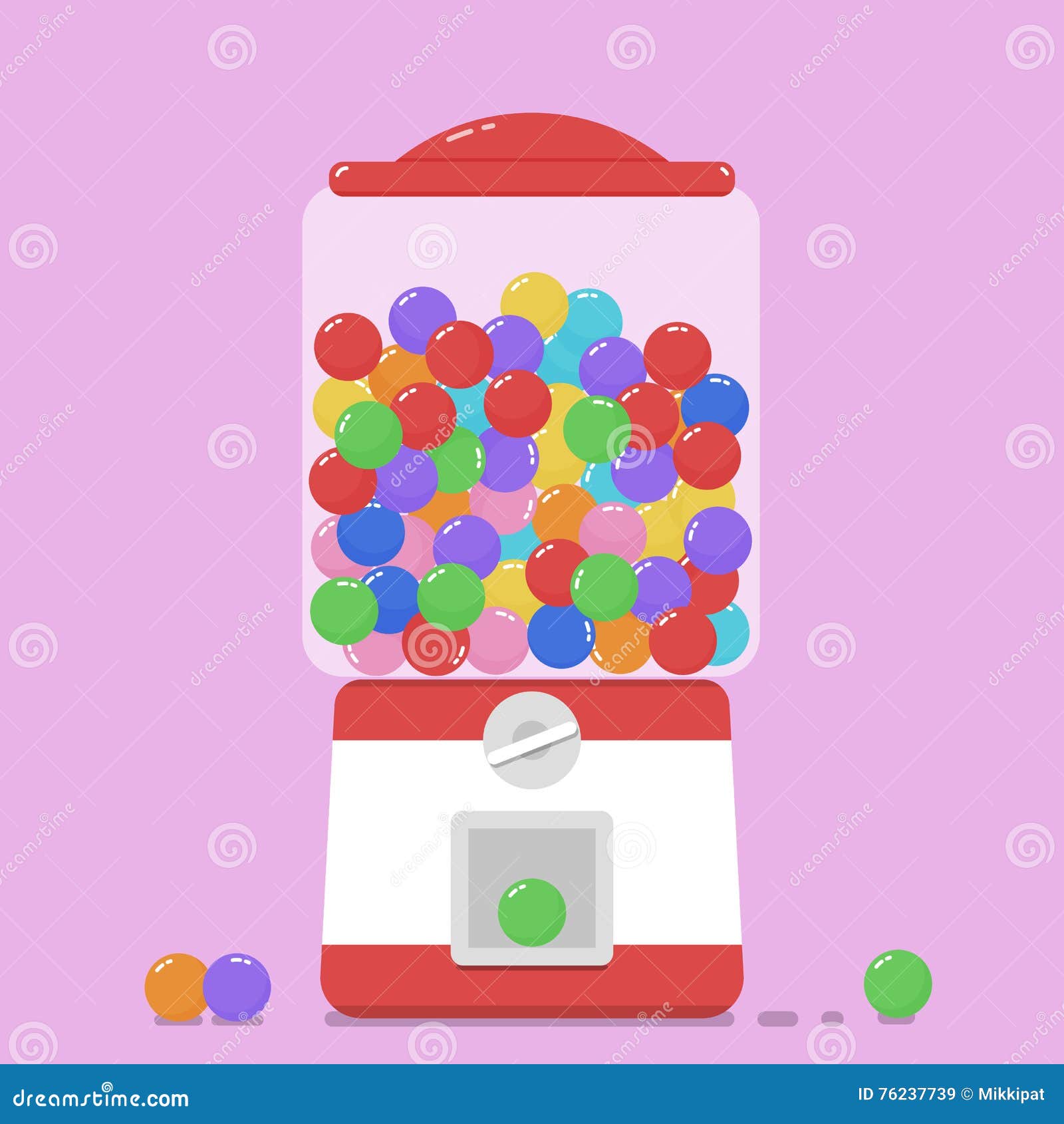 Colorful Bubblegum Gumball Machine. Stock Vector - Illustration of ...