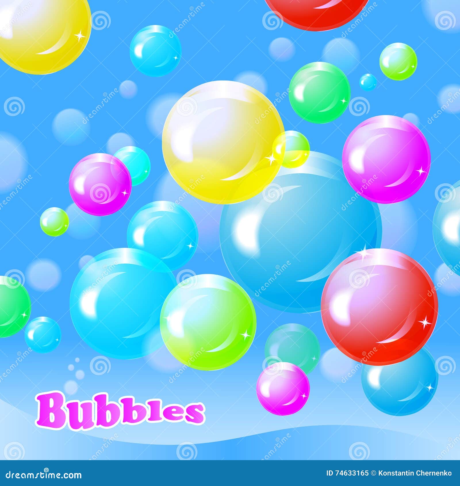 Colorful Bubbles on a Blue Background. Stock Illustration ...