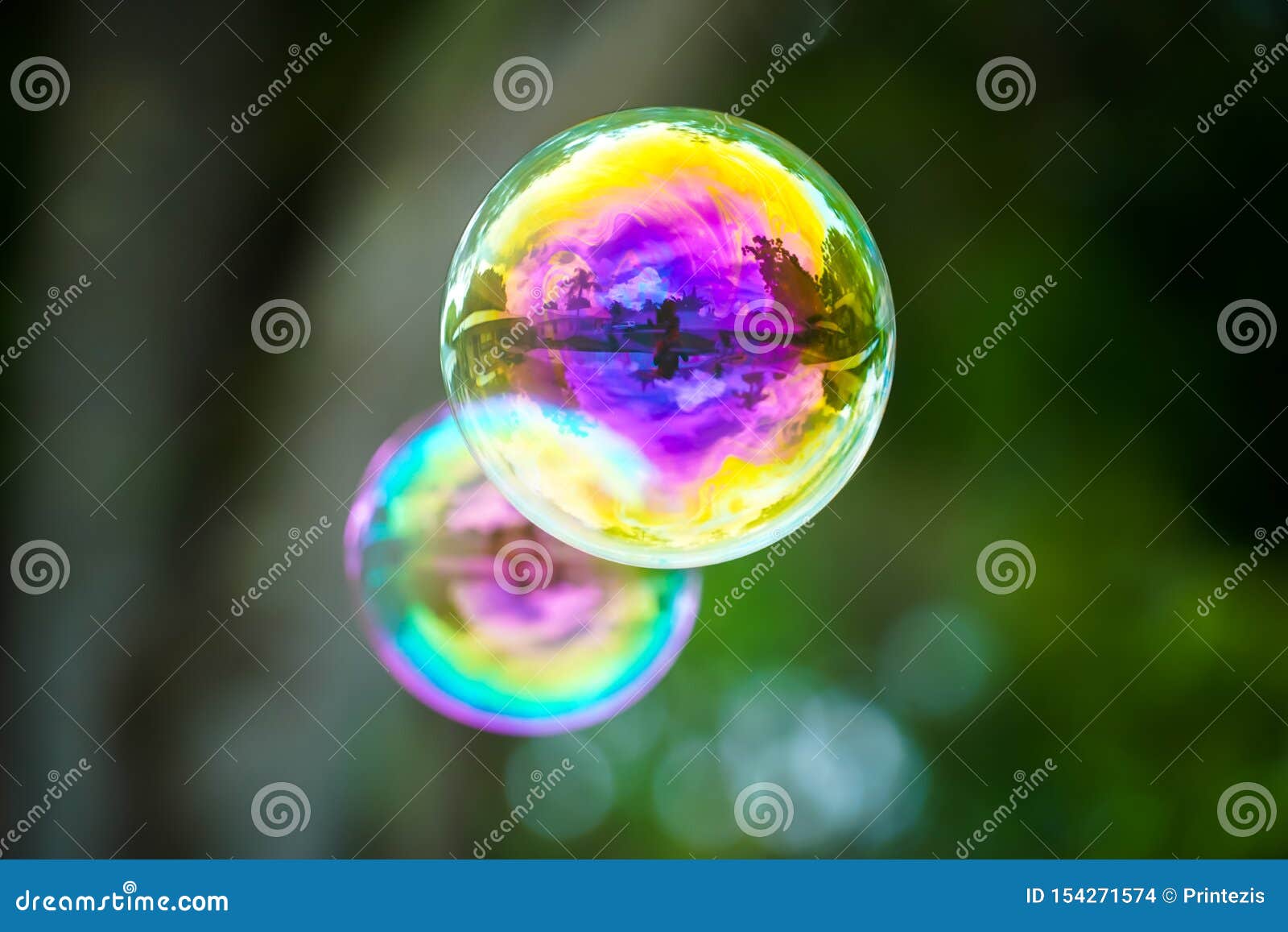 Colorful Bubbles Floating in Front of Trees Stock Photo - Image of ...