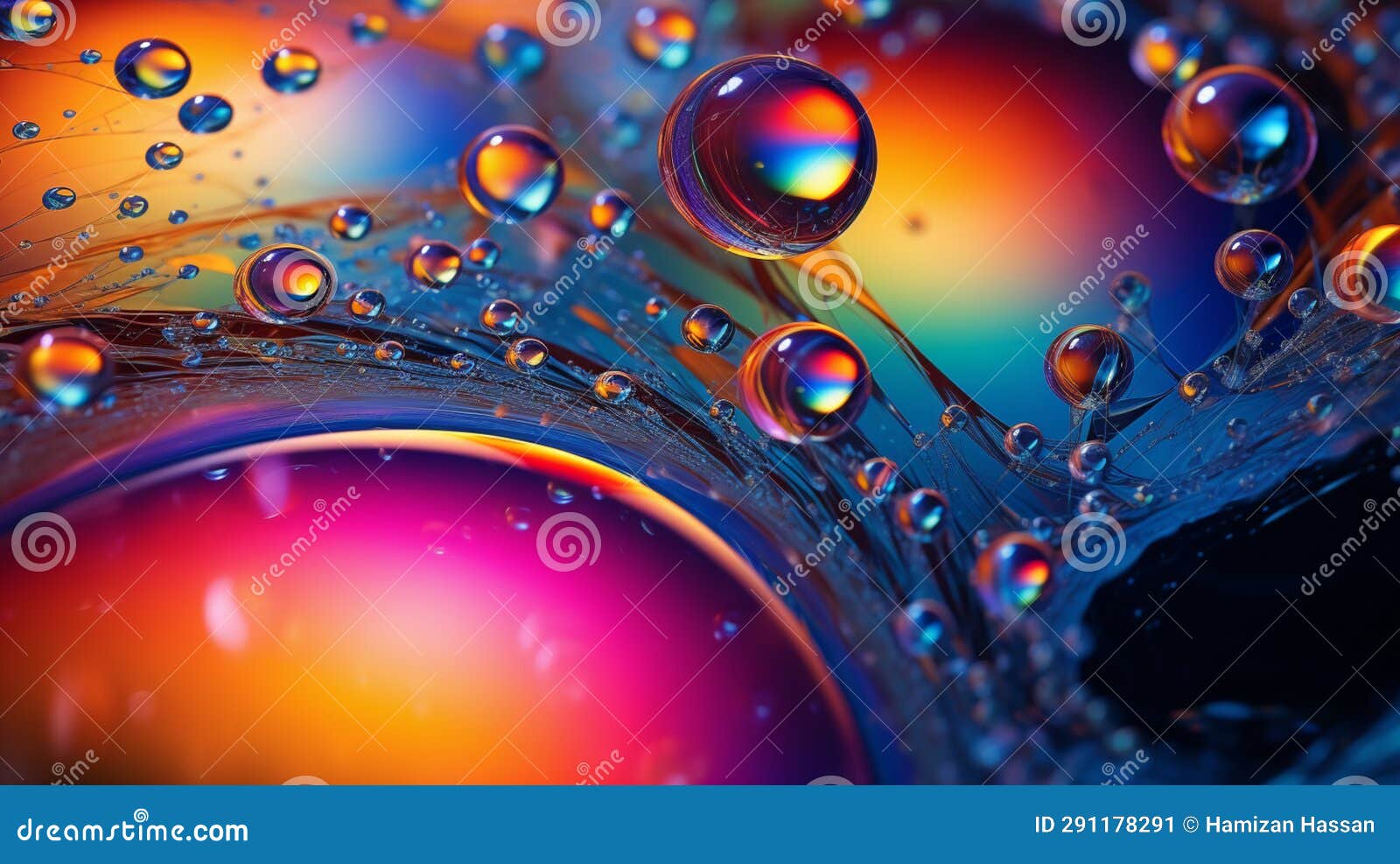 Colorful Bubbles Floating on a Reflective Surface, Creating a Serene ...