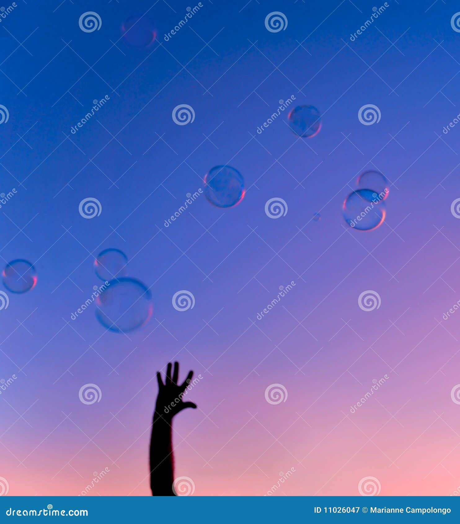 Colorful Bubbles with Hand Sunset Stock Image - Image of blowing ...
