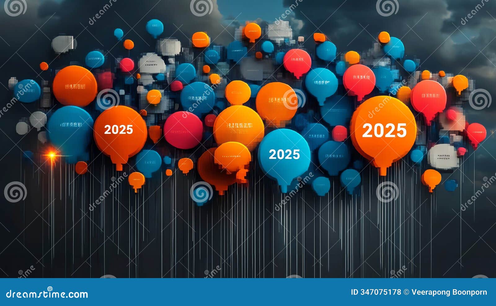 Colorful Bubbles Representing Future Dates and Ideas Against a Dark ...