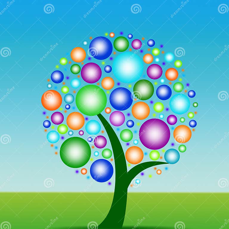 Colorful bubbles tree stock vector. Illustration of green - 20255959