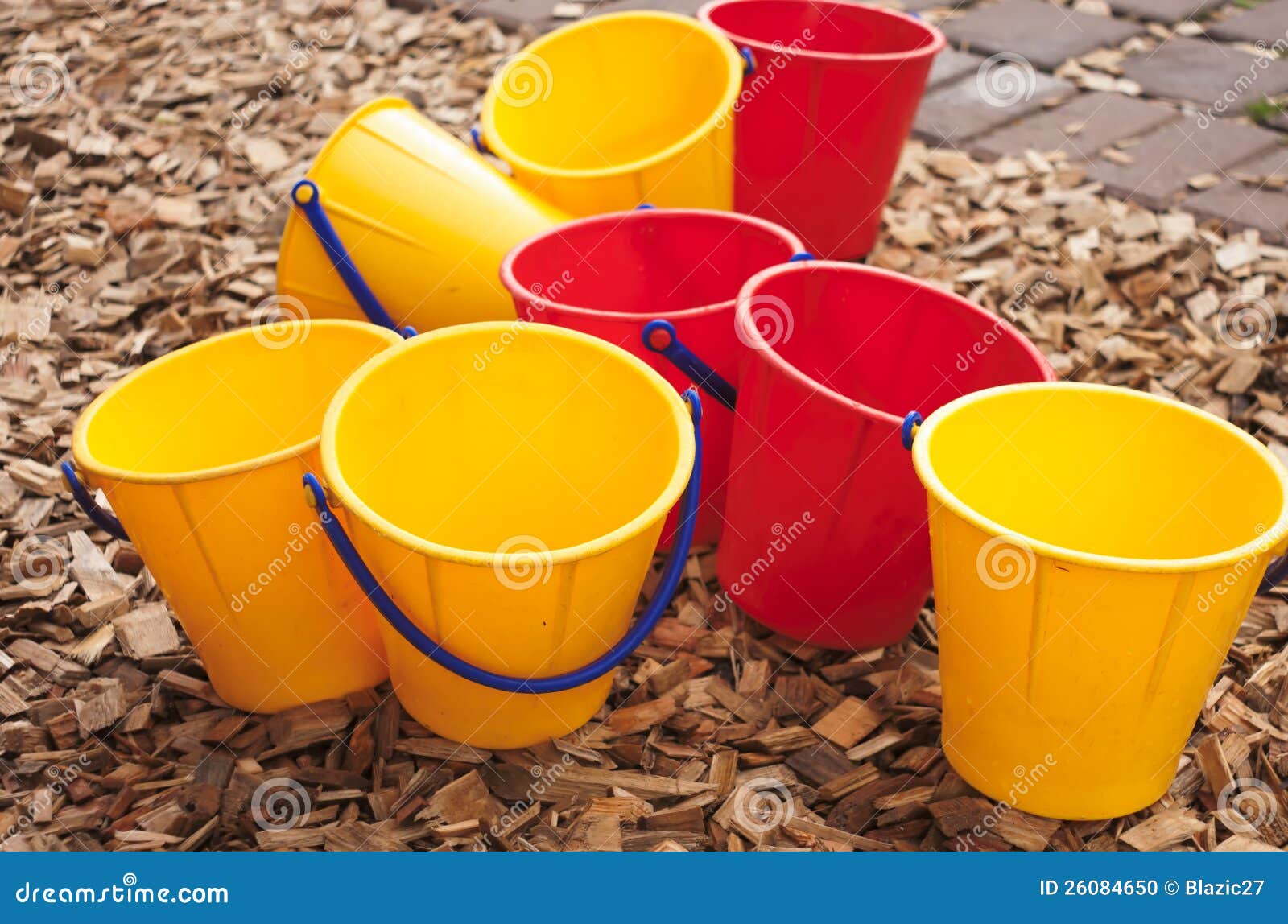 Colorful buckets stock photo. Image of rake, color, shape - 26084650