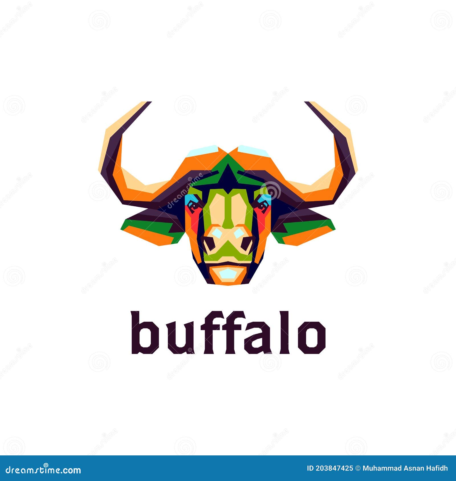 Colorful Buffalo Head Illustration for Logo Stock Vector - Illustration ...