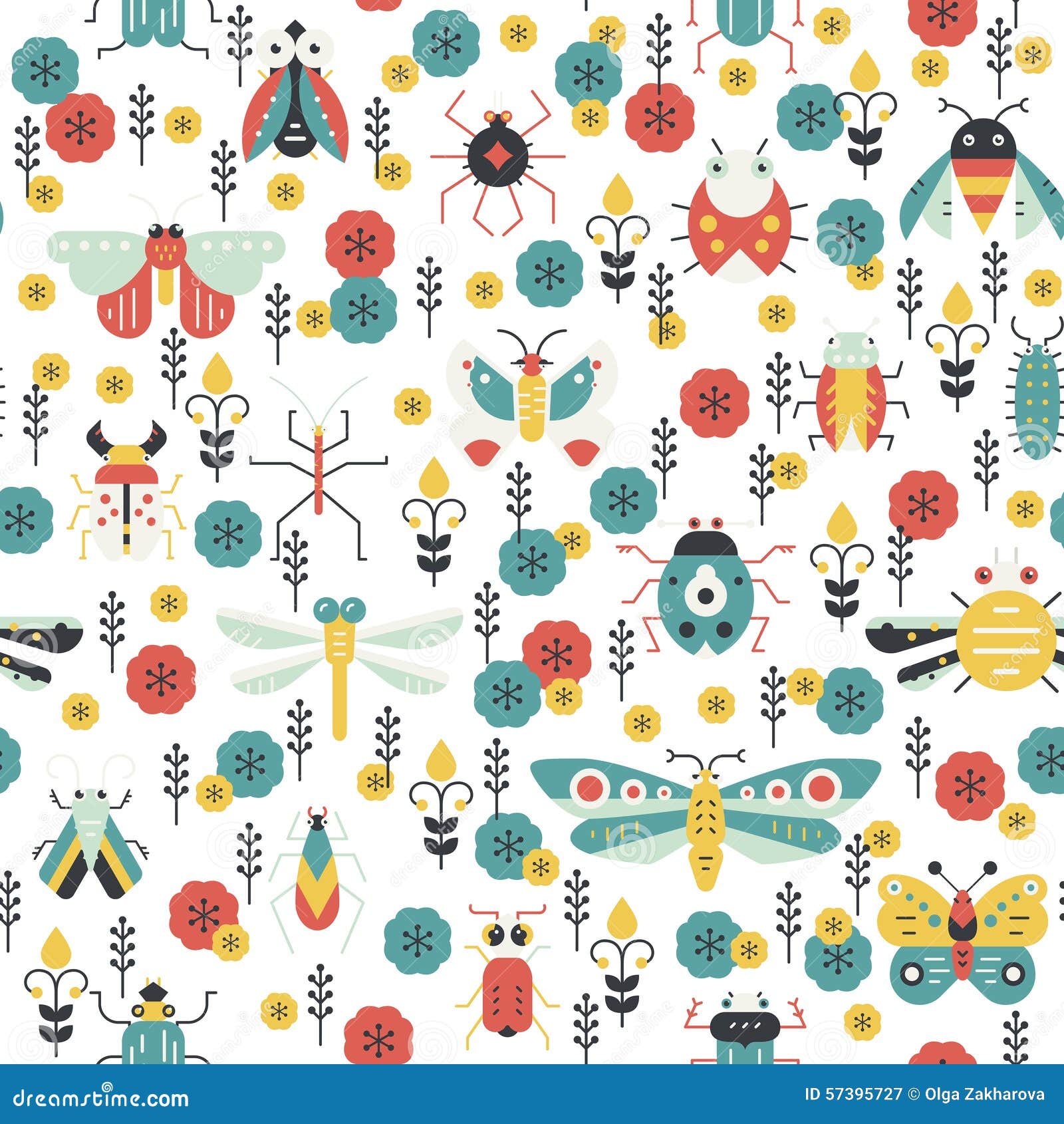Colorful Bug Pattern stock vector. Illustration of ladybug - 57395727