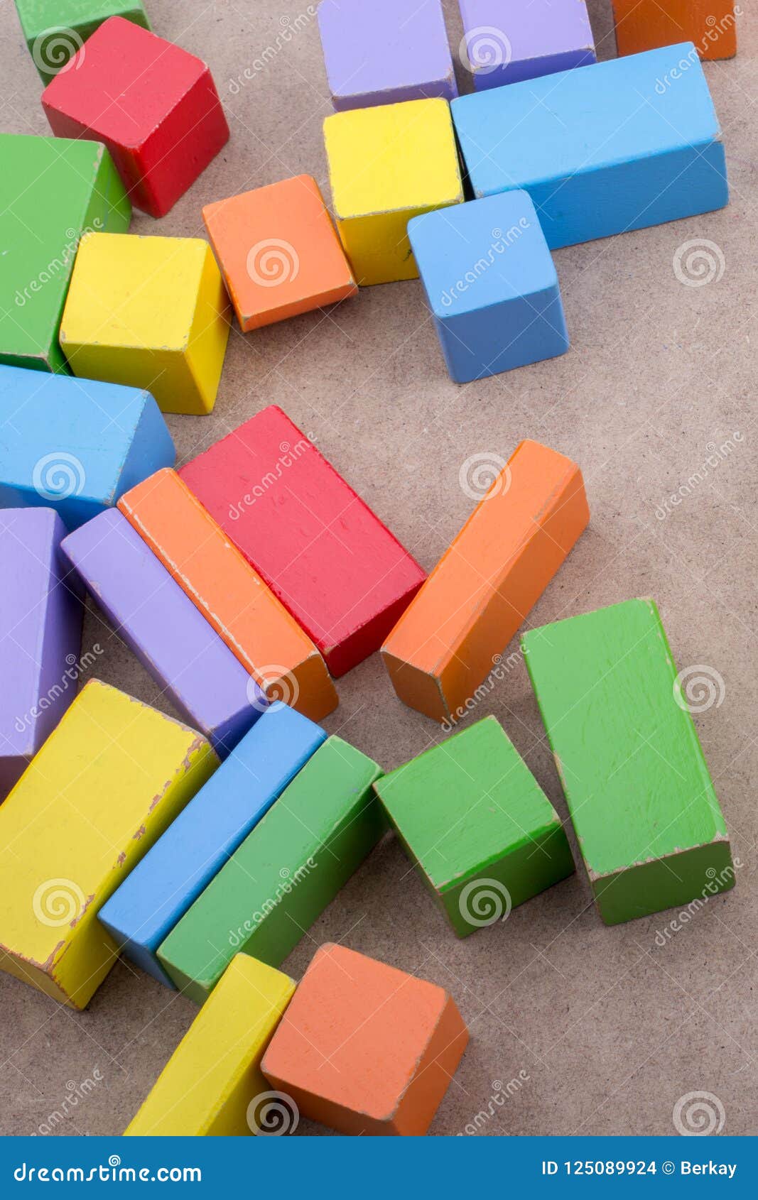 Colorful Building Blocks on Brown Background Stock Photo - Image of ...