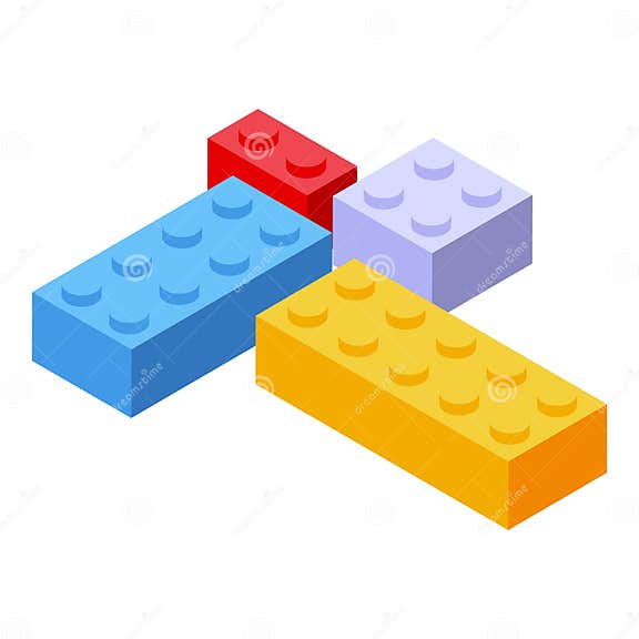 Colorful Building Blocks Forming a Structure Isometric View Stock ...