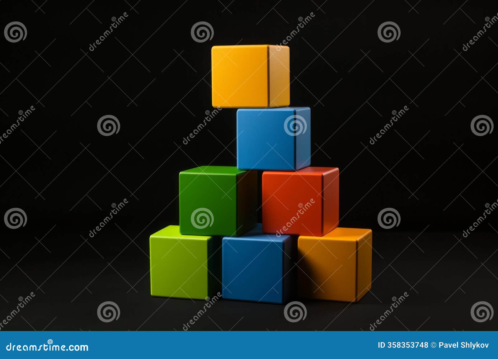 Colorful Building Blocks Stacked Creatively on a Dark Background for ...