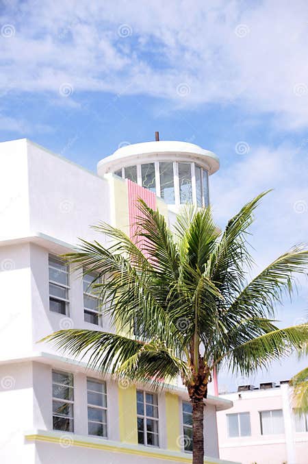 Colorful Building with Palm Tree Stock Image - Image of perspective ...