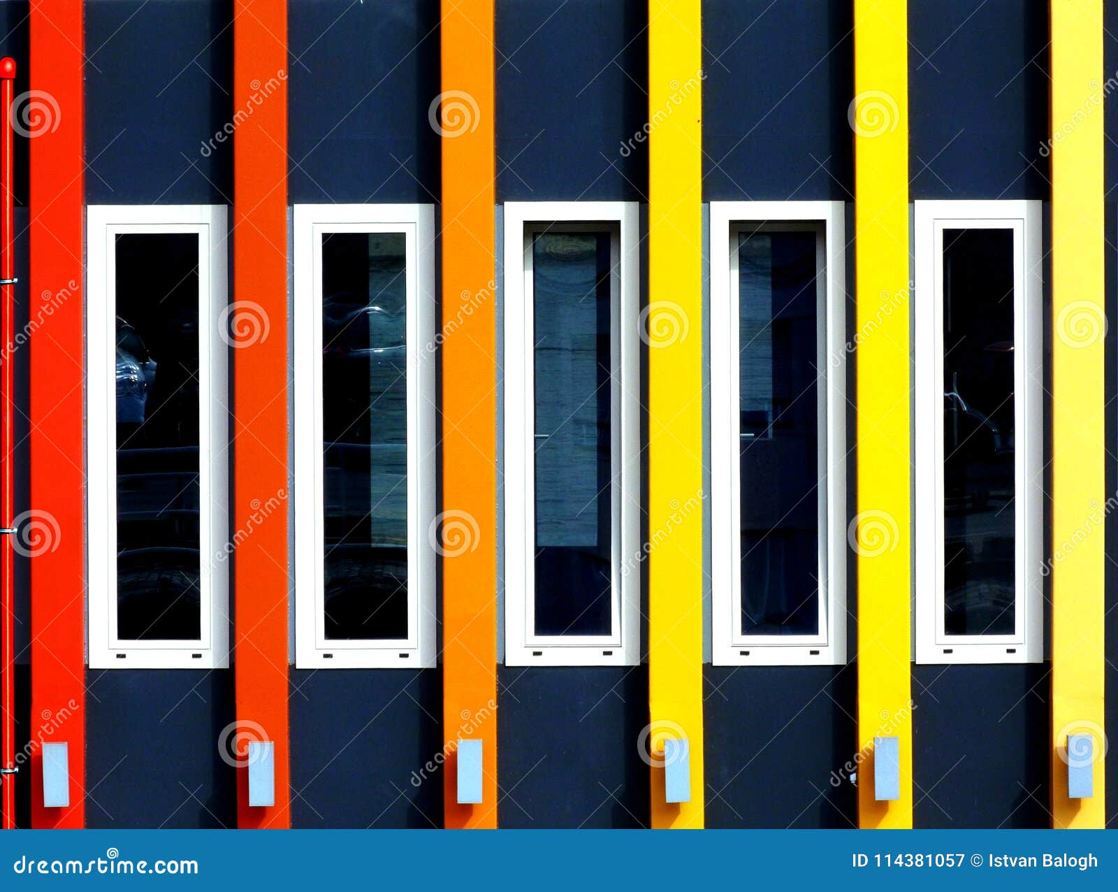 Colorful Building Partial Elevation Stock Image - Image of windows ...