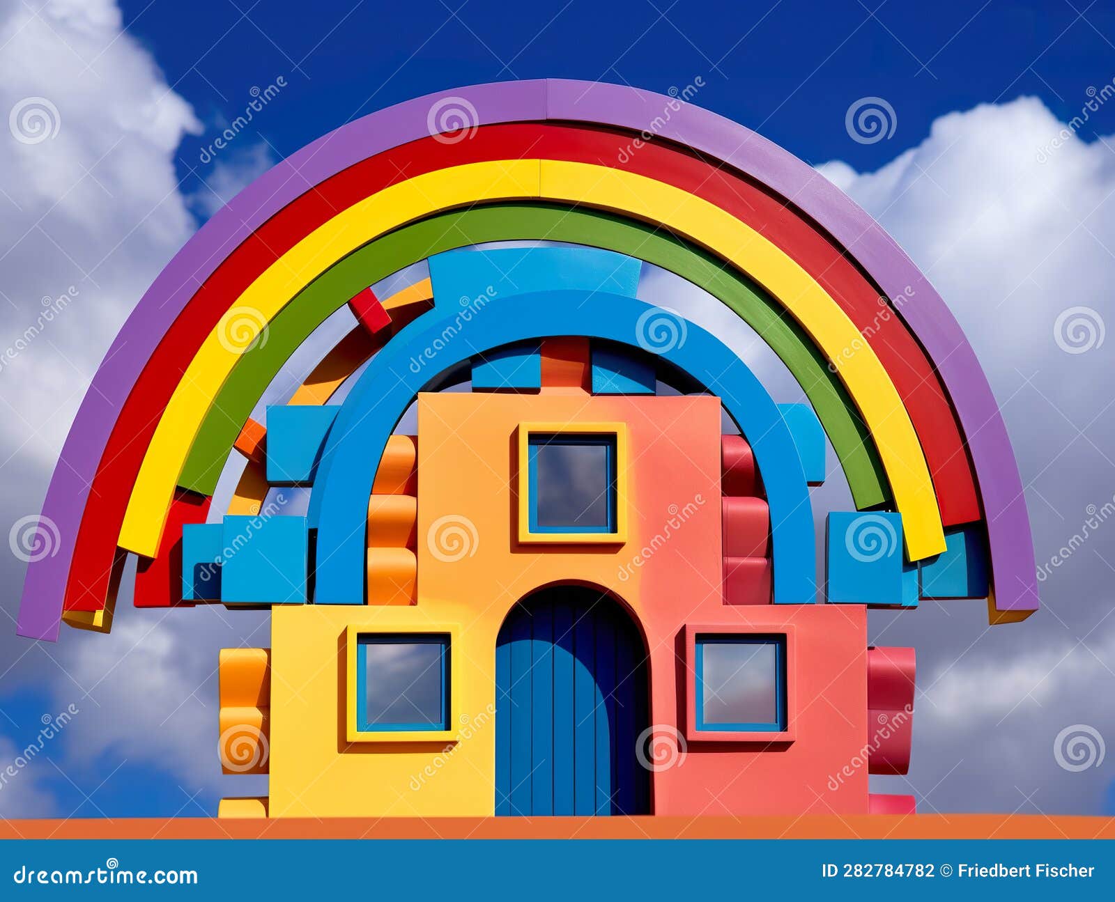 A Colorful Building with a Rainbow Painted on it. Generative AI Image ...