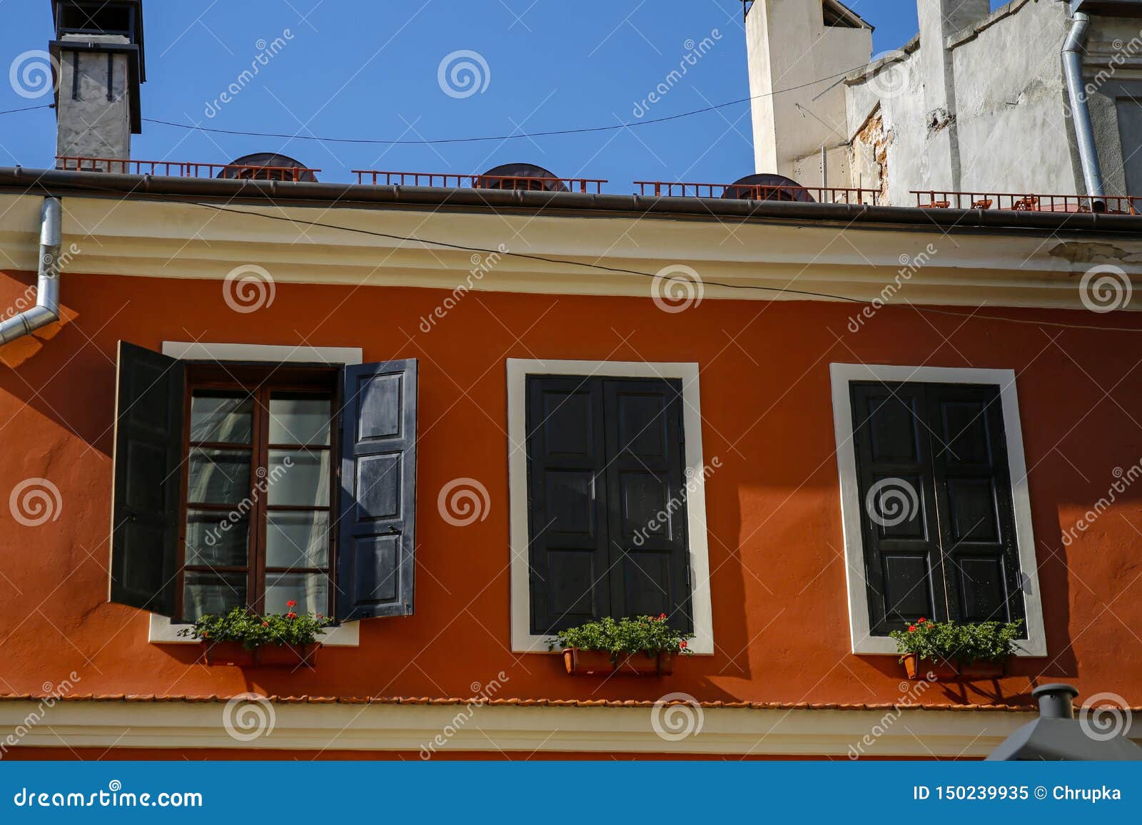 Building with Wooden Windows Stock Image - Image of stone, historic ...