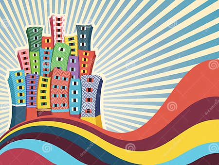 Colorful Buildings Vector Illustration Stock Vector - Illustration of ...