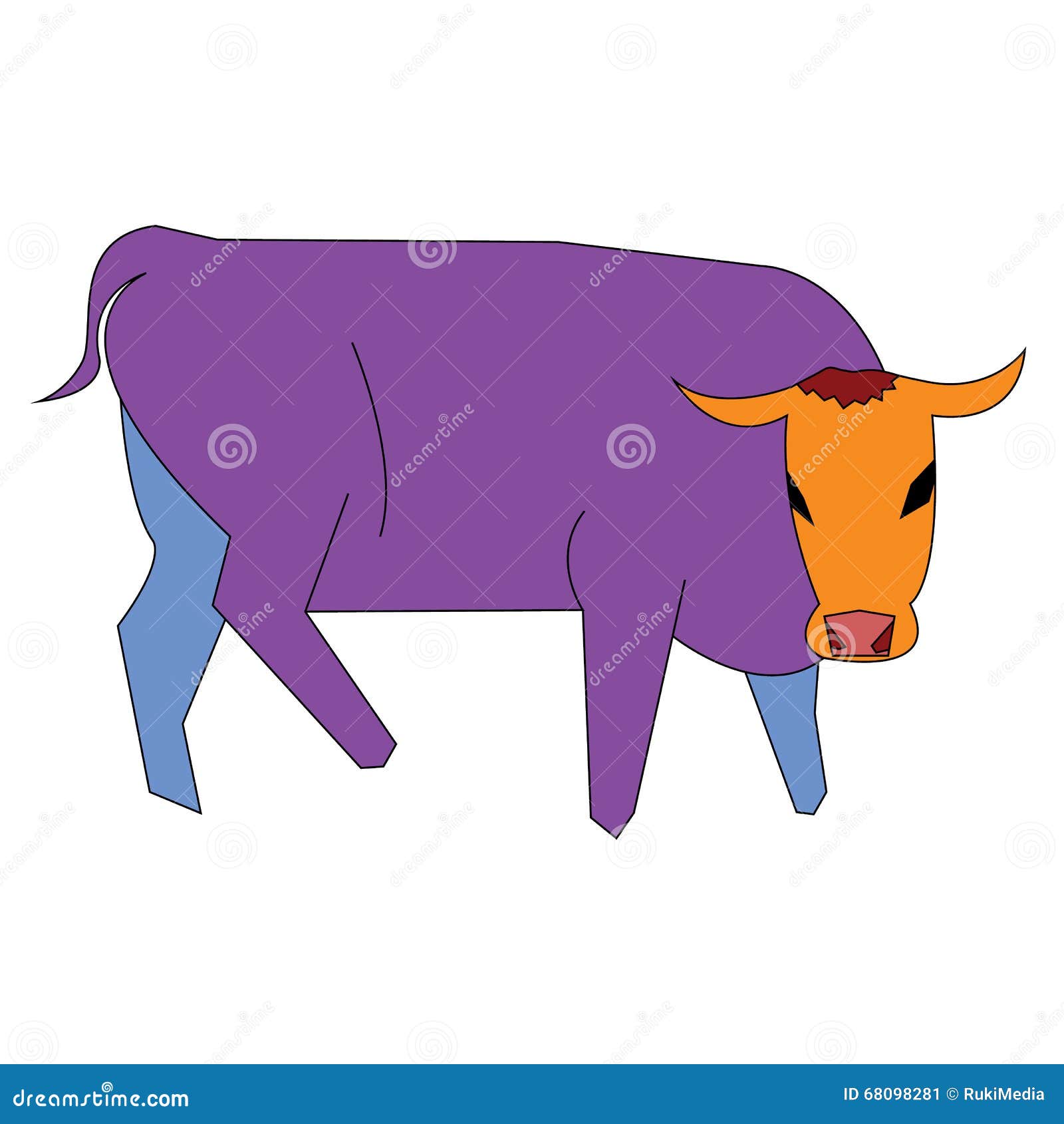 Colorful bull cartoon stock vector. Illustration of artwork - 68098281